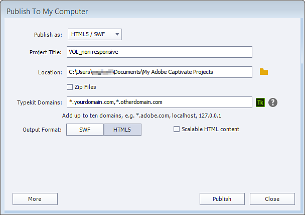 Publish projects as HTML5 files with Adobe Captivate Classic Publish projects as HTML5 files with Adobe Captivate Classic